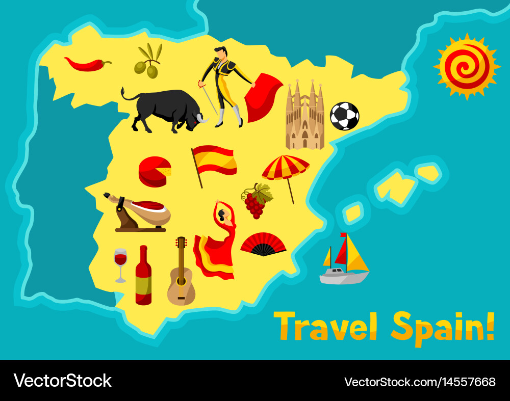 Map of spain background design spanish Royalty Free Vector