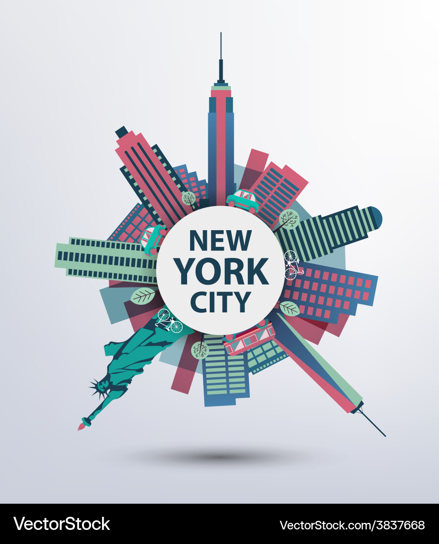 New York city architecture retro Royalty Free Vector Image