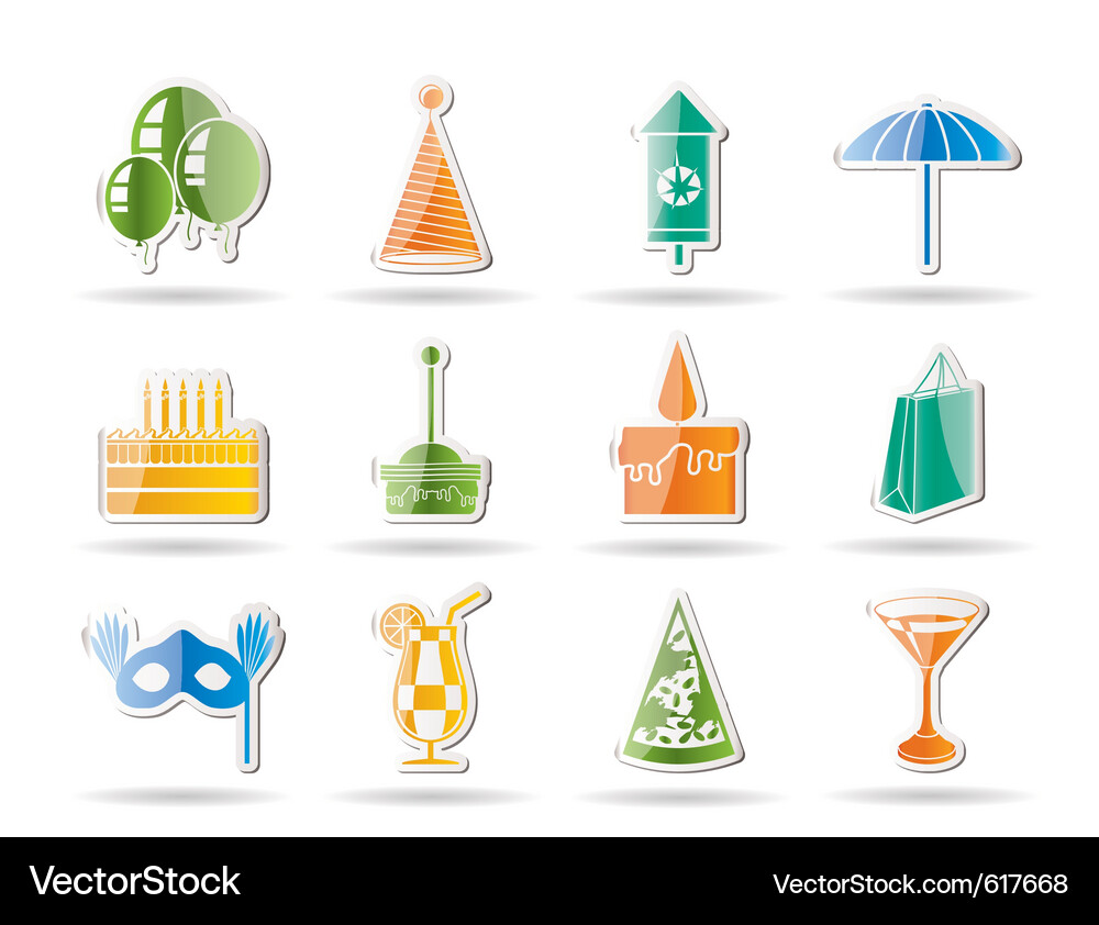 Party and holidays icons Royalty Free Vector Image