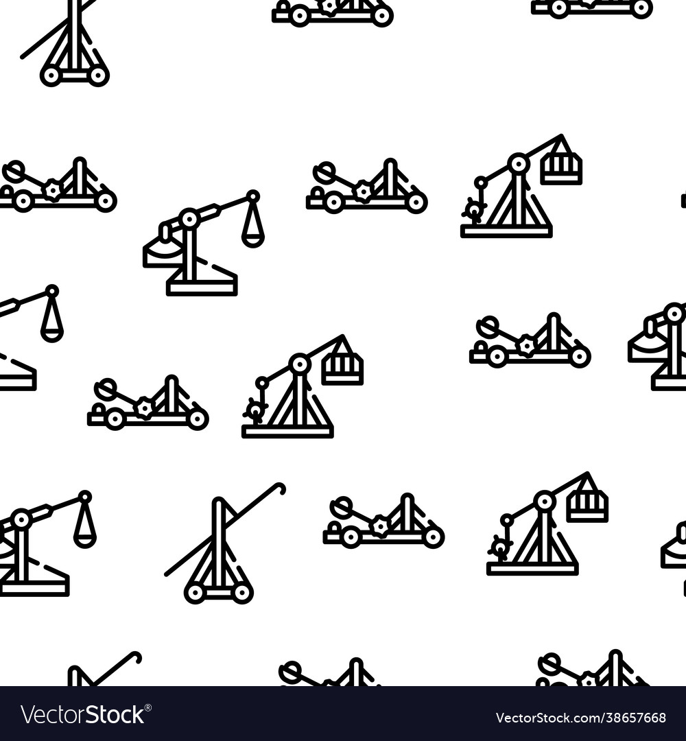 Siege engine catapult seamless pattern Royalty Free Vector