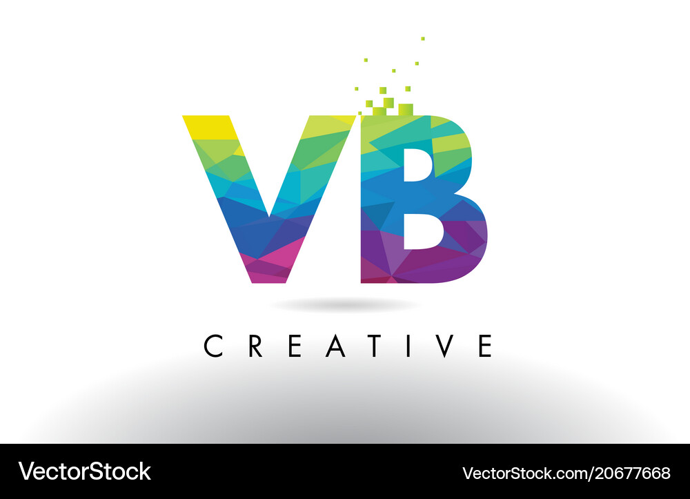 Vb v b colorful letter origami triangles design Vector Image