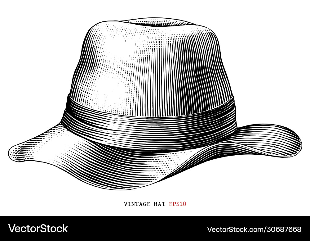 Vintage hat hand draw engraving style black and Vector Image