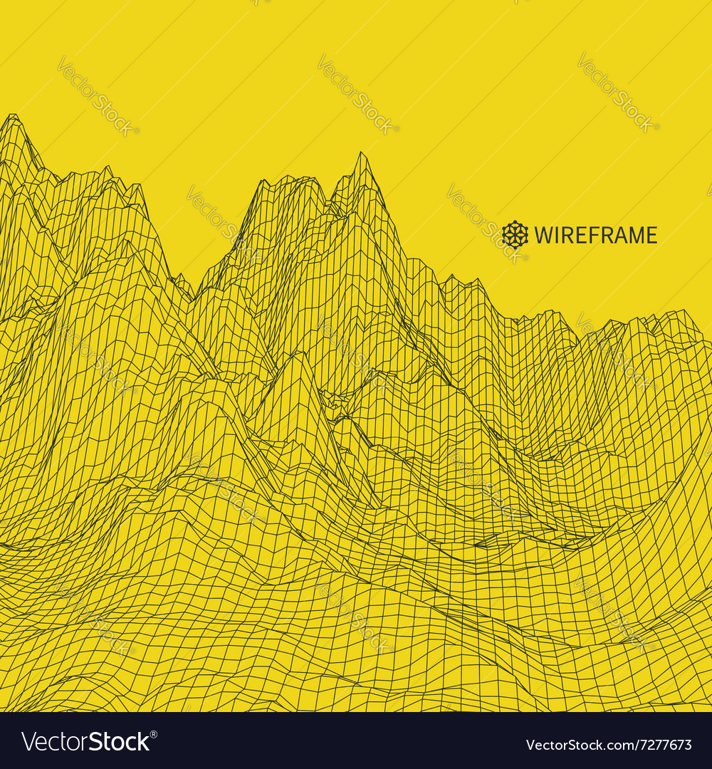 Abstract landscape background 3d grid Royalty Free Vector