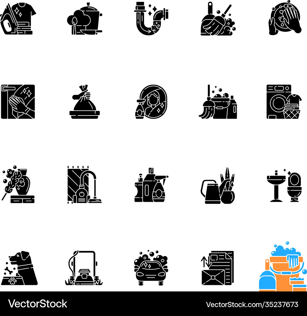 Black glyph icons set on white space silhouette Vector Image