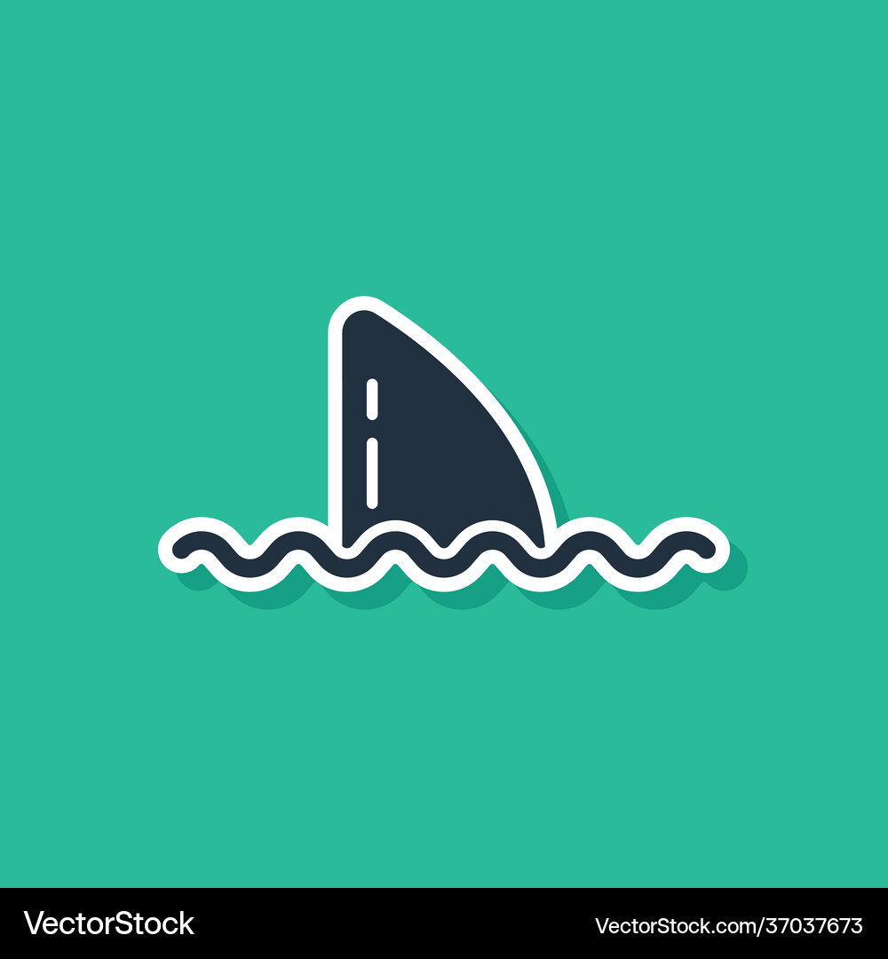Blue shark fin in ocean wave icon isolated Vector Image