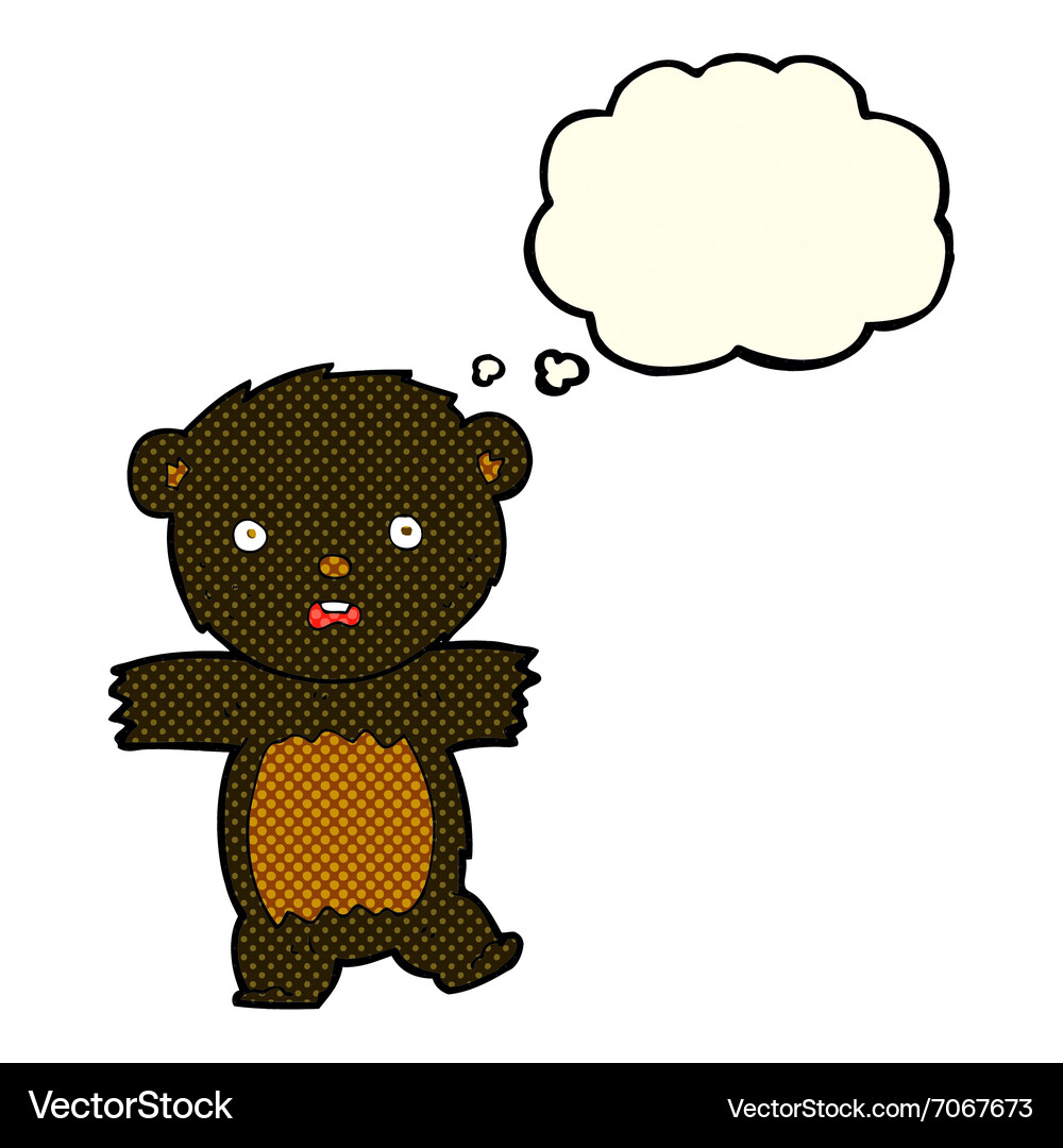 Cartoon shocked black bear cub with speech bubble Vector Image
