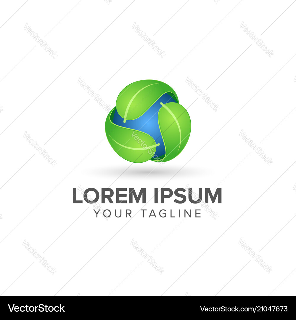 Creative green globe icon ecology and nature logo Vector Image