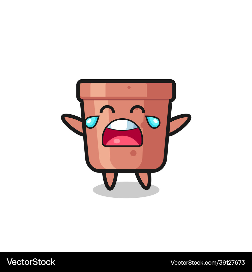 Crying flowerpot cute baby Royalty Free Vector Image