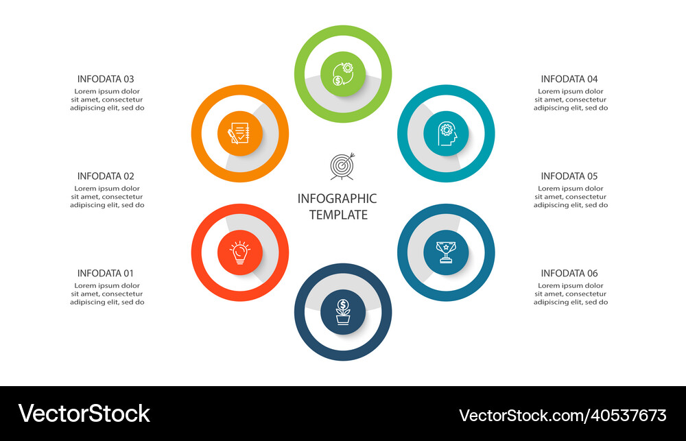 Diagram concept for infographic with 6 steps Vector Image