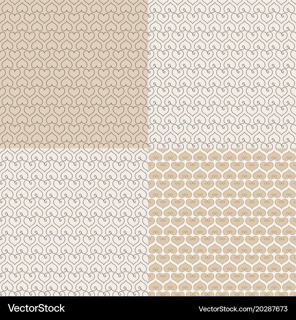 Heart 4 seamless pattern beige Royalty Free Vector Image