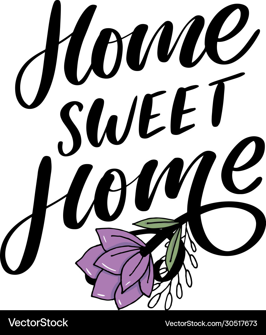 Home sweet hand lettering quarantine Royalty Free Vector