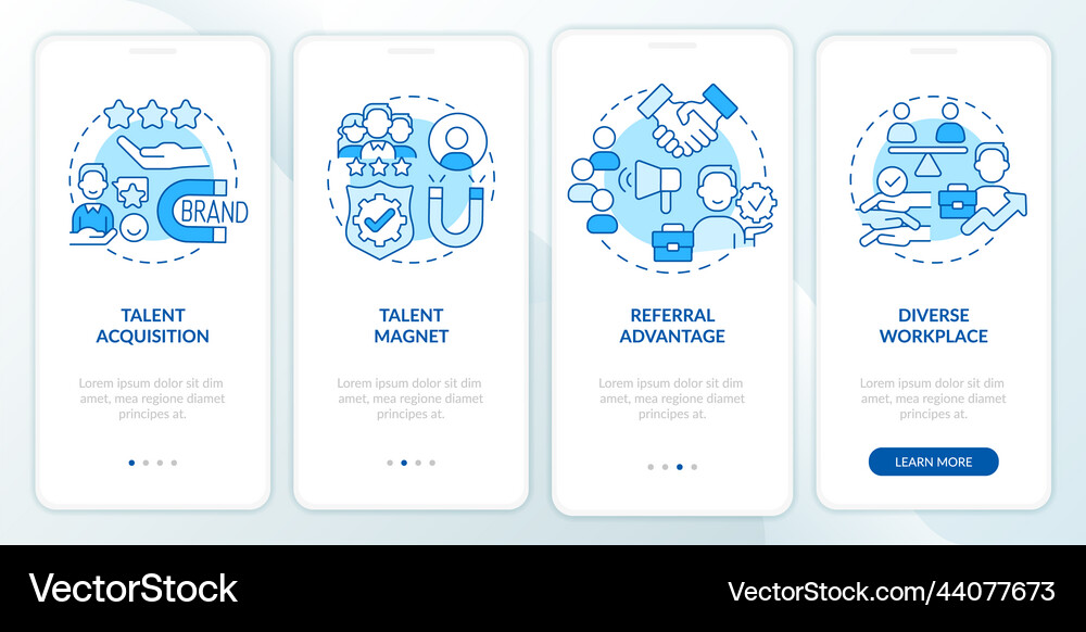 Hr branding blue onboarding mobile app screen Vector Image