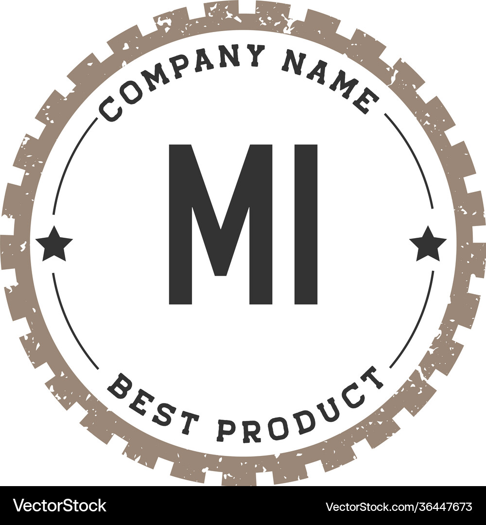 Initial letter mi gear vintage logo concept Vector Image