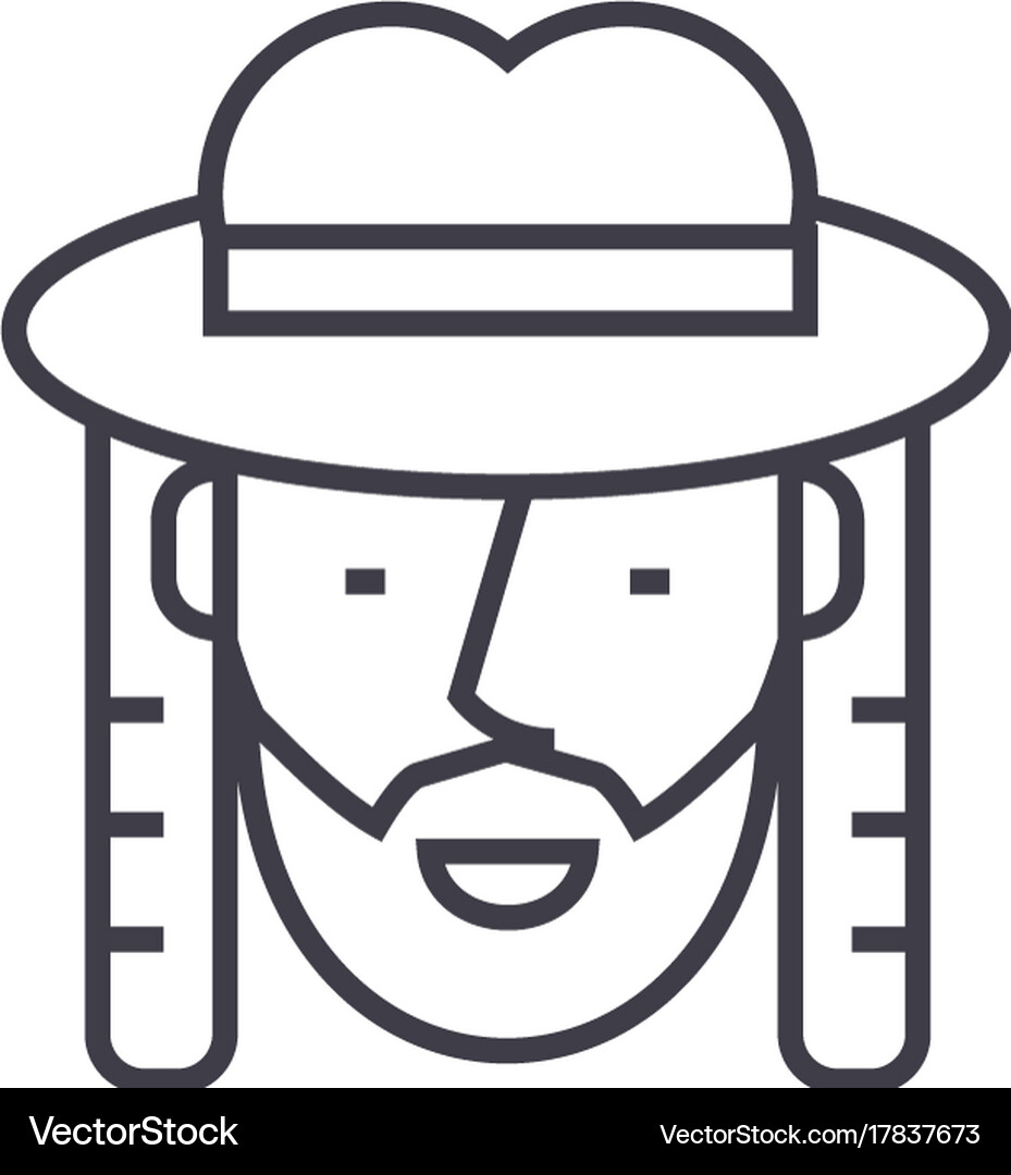Jewish line icon sign Royalty Free Vector Image