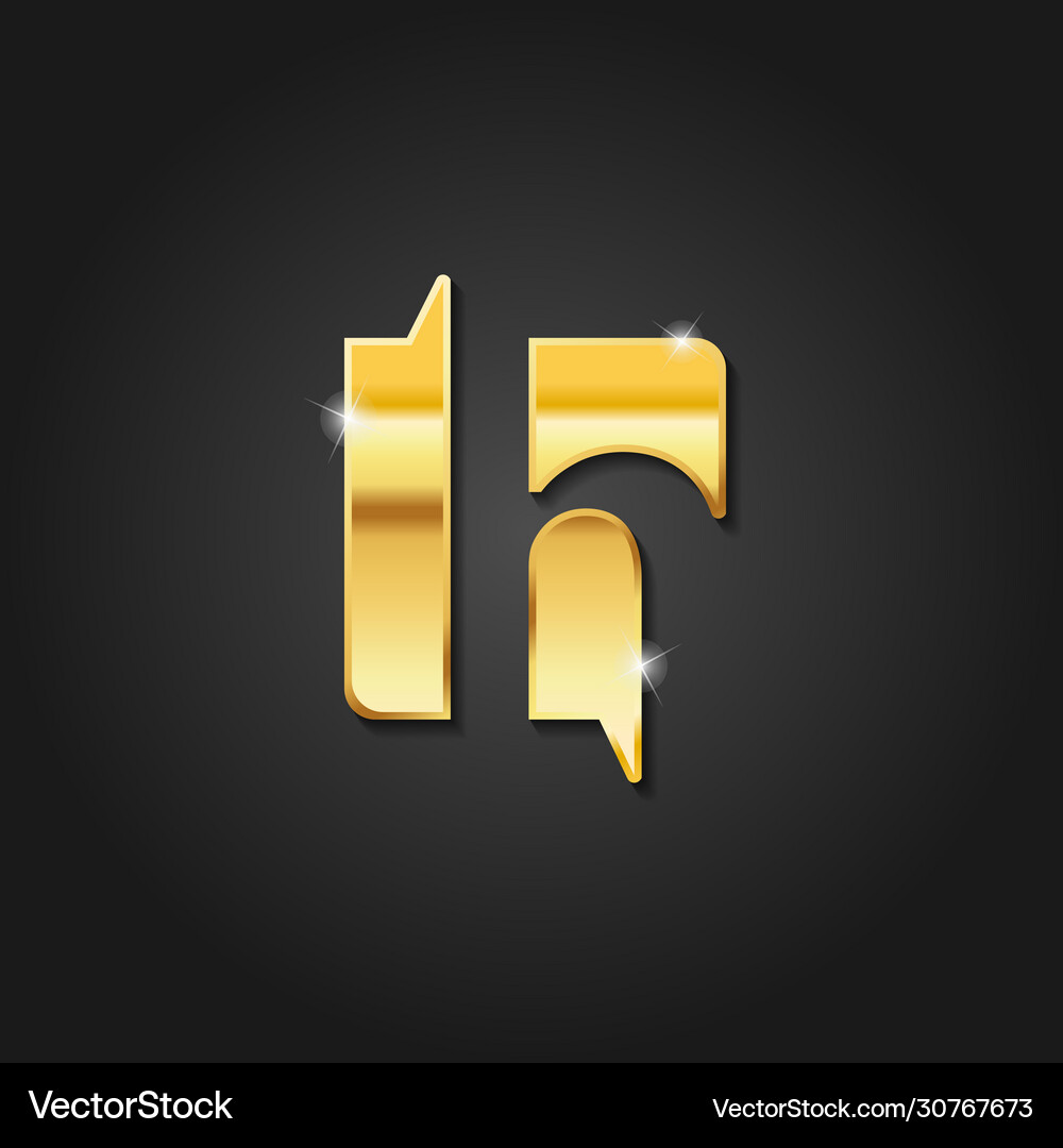 Letter h shiny gold metallic logo Royalty Free Vector Image