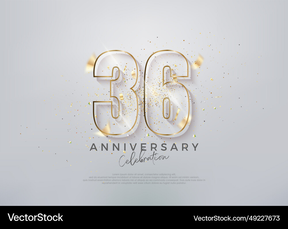 Modern number 36th with unique glass numerals Vector Image
