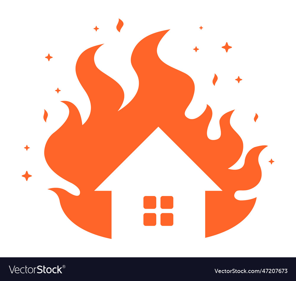 Red house fire icon Royalty Free Vector Image - VectorStock Red house fire icon Royalty Free Vector Image - VectorStock