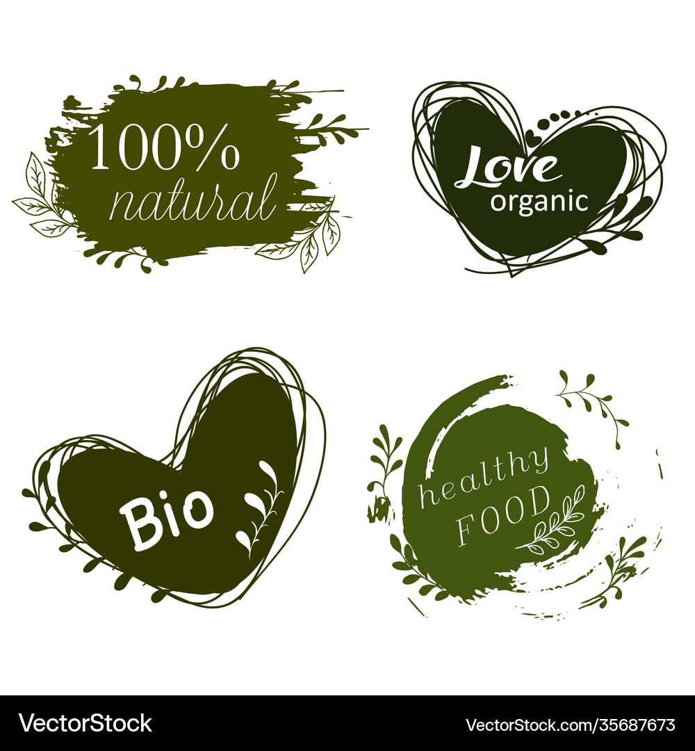 Set logos icons design elements natural food Vector Image