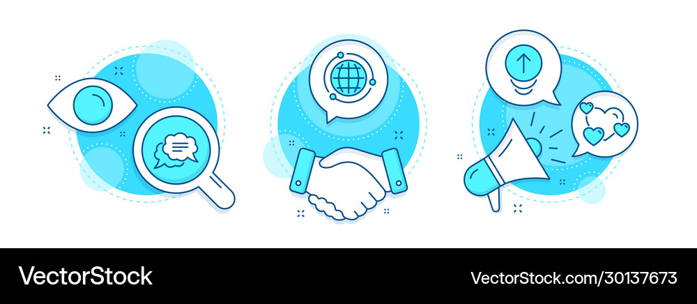 Swipe up heart and globe icons set text message Vector Image