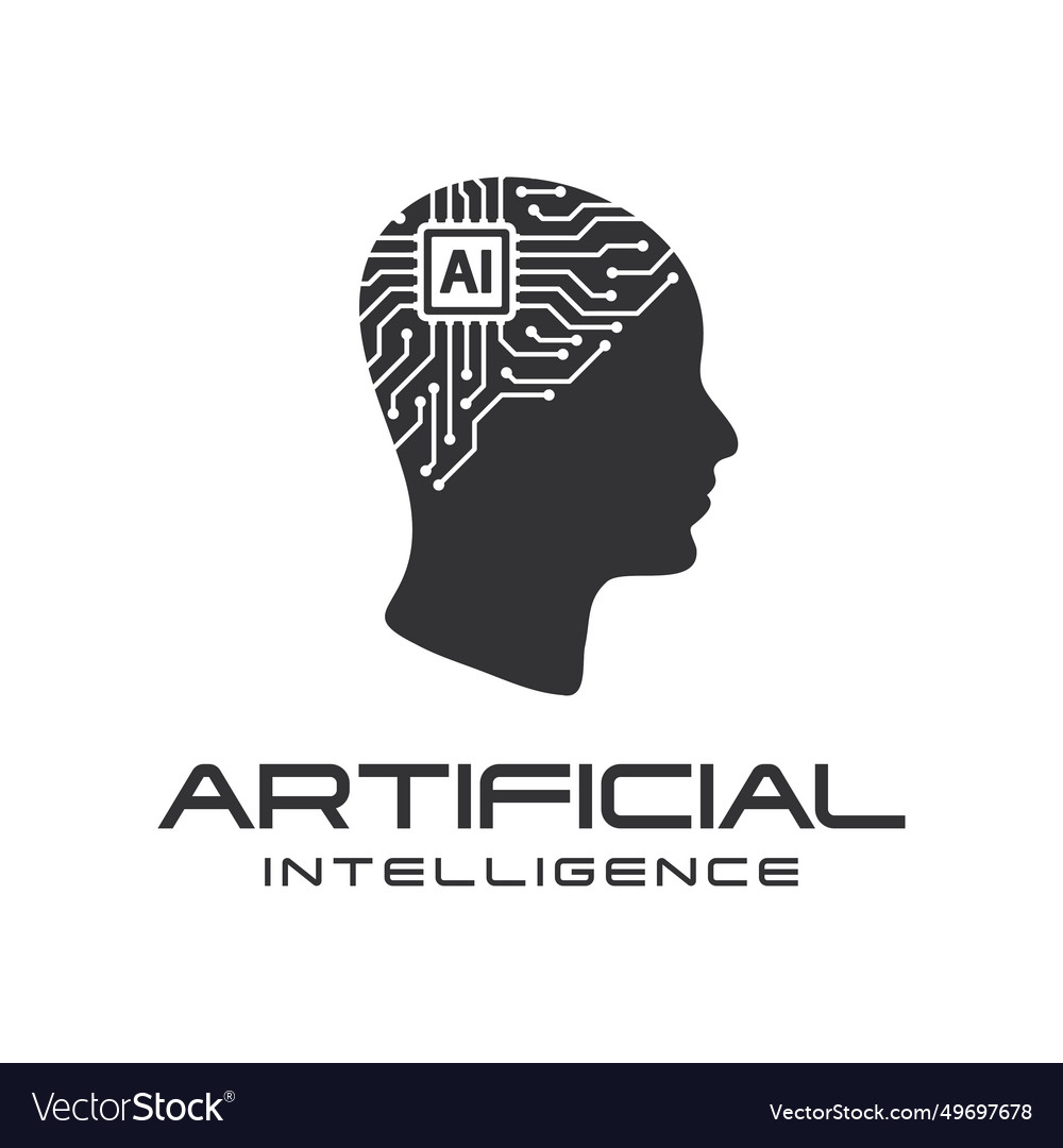 Artificial intelligence head logo Royalty Free Vector Image