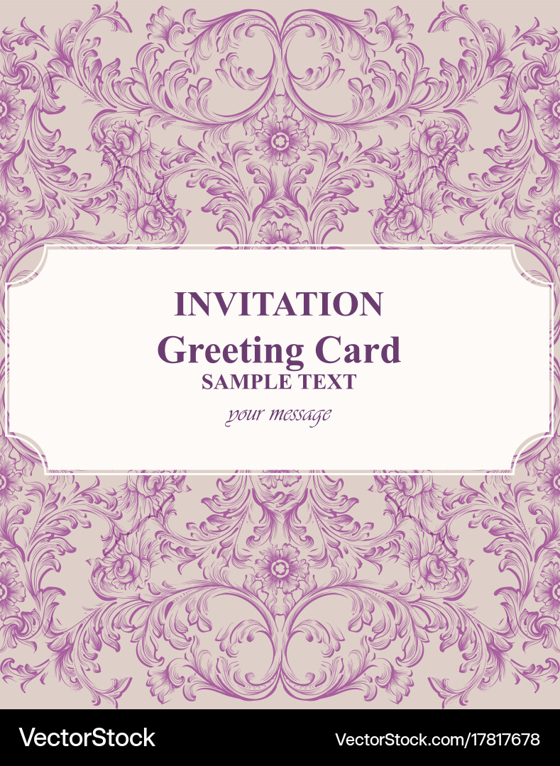 Baroque invitation card rich royal Royalty Free Vector Image