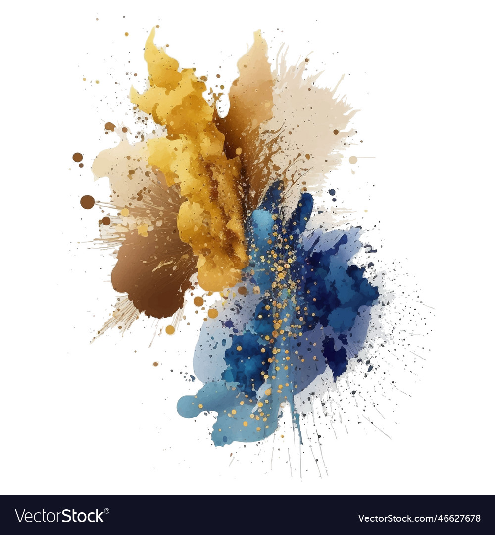 Blue Gold Watercolor Splash Royalty Free Vector Image