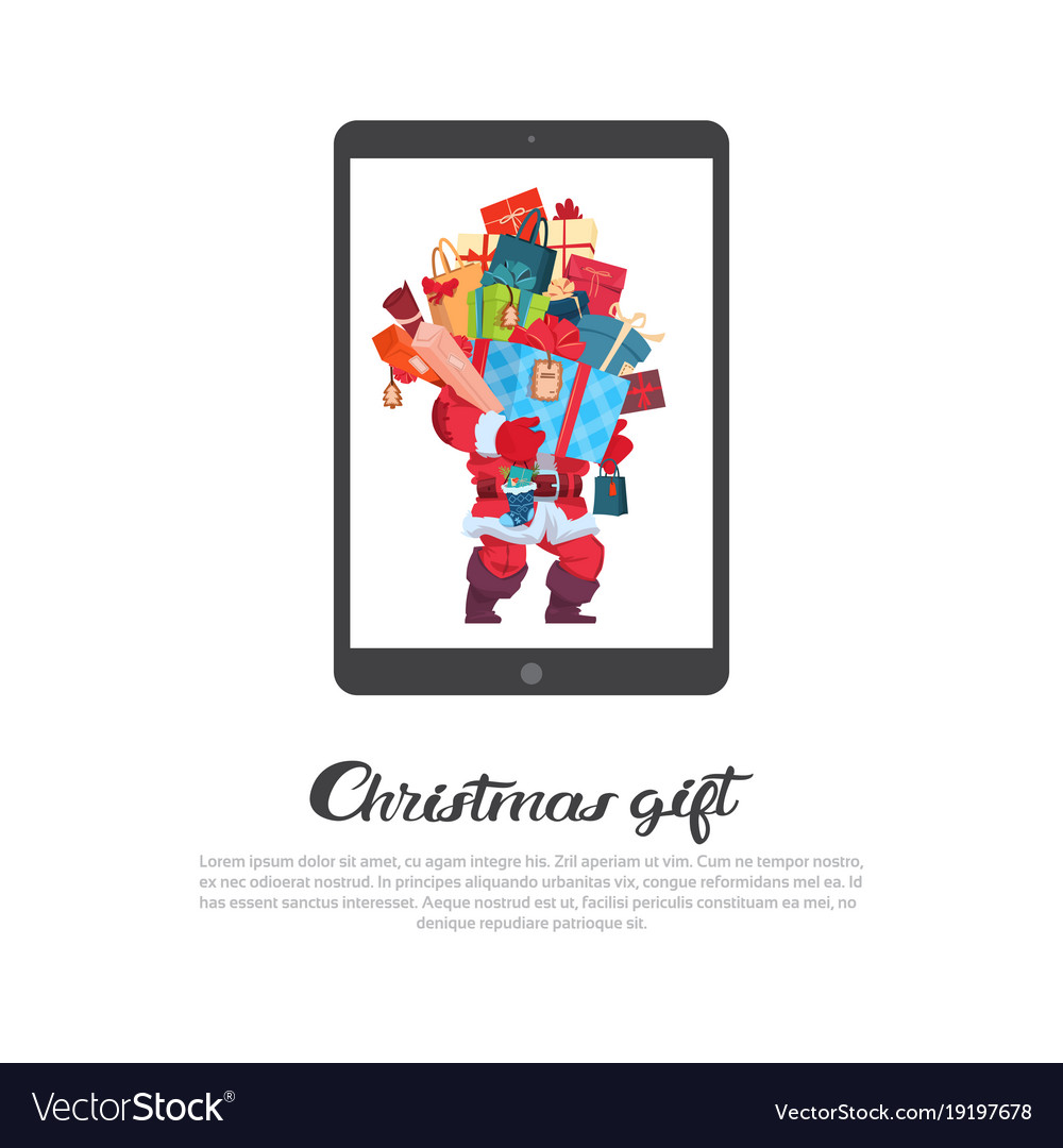 Christmas gift poster with modern digital tablet Vector Image