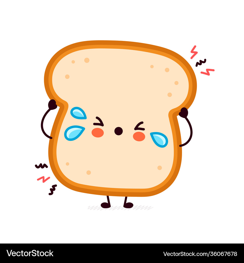 Cute sad funny happy bread toast character Vector Image