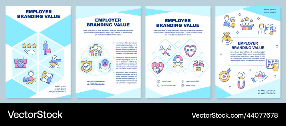 Employer branding value blue brochure template Vector Image
