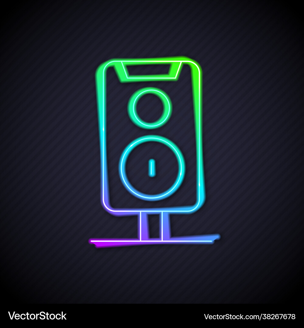 Glowing neon line stereo speaker icon isolated Vector Image