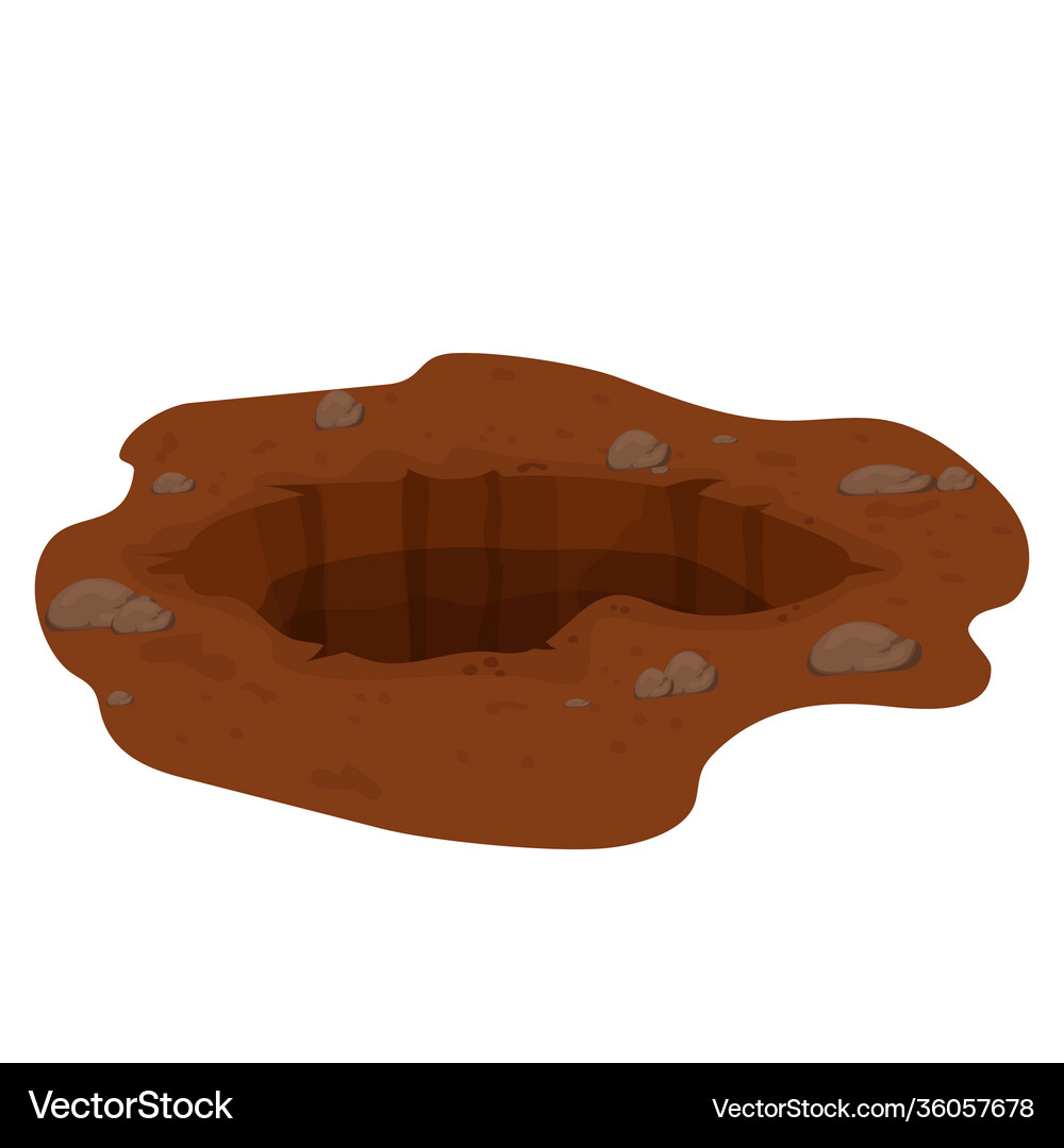 Hole in ground pit cartoon style isolated Vector Image