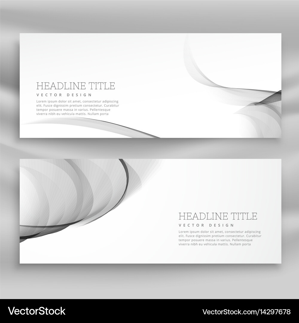 Horizontal set of abstract wave banners template Vector Image