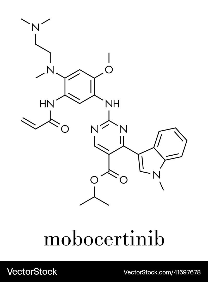 Mobocertinib cancer drug molecule skeletal formula