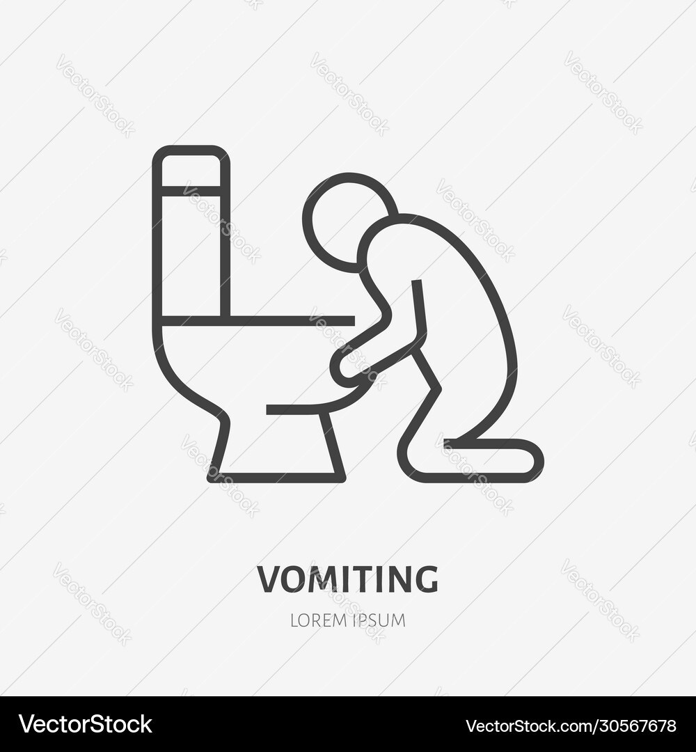 Nausea line icon pictograph vomiting Royalty Free Vector