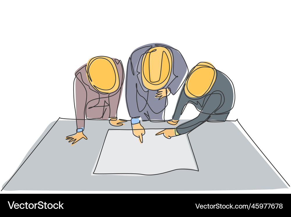 One single line drawing of young architects Vector Image