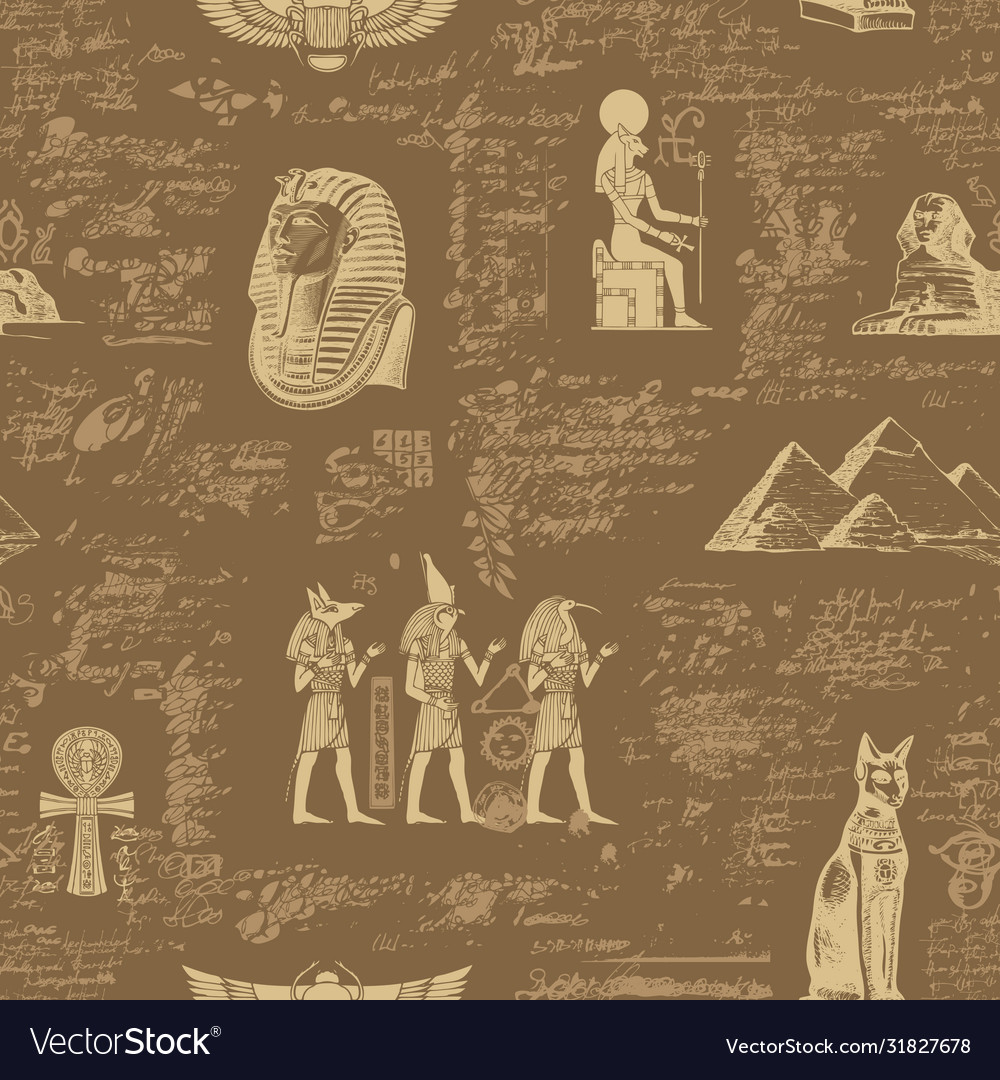 Seamless pattern on ancient egypt theme Royalty Free Vector