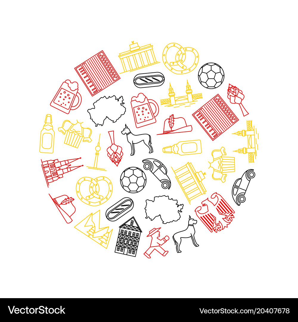 Symbol of germany thin line round design template Vector Image