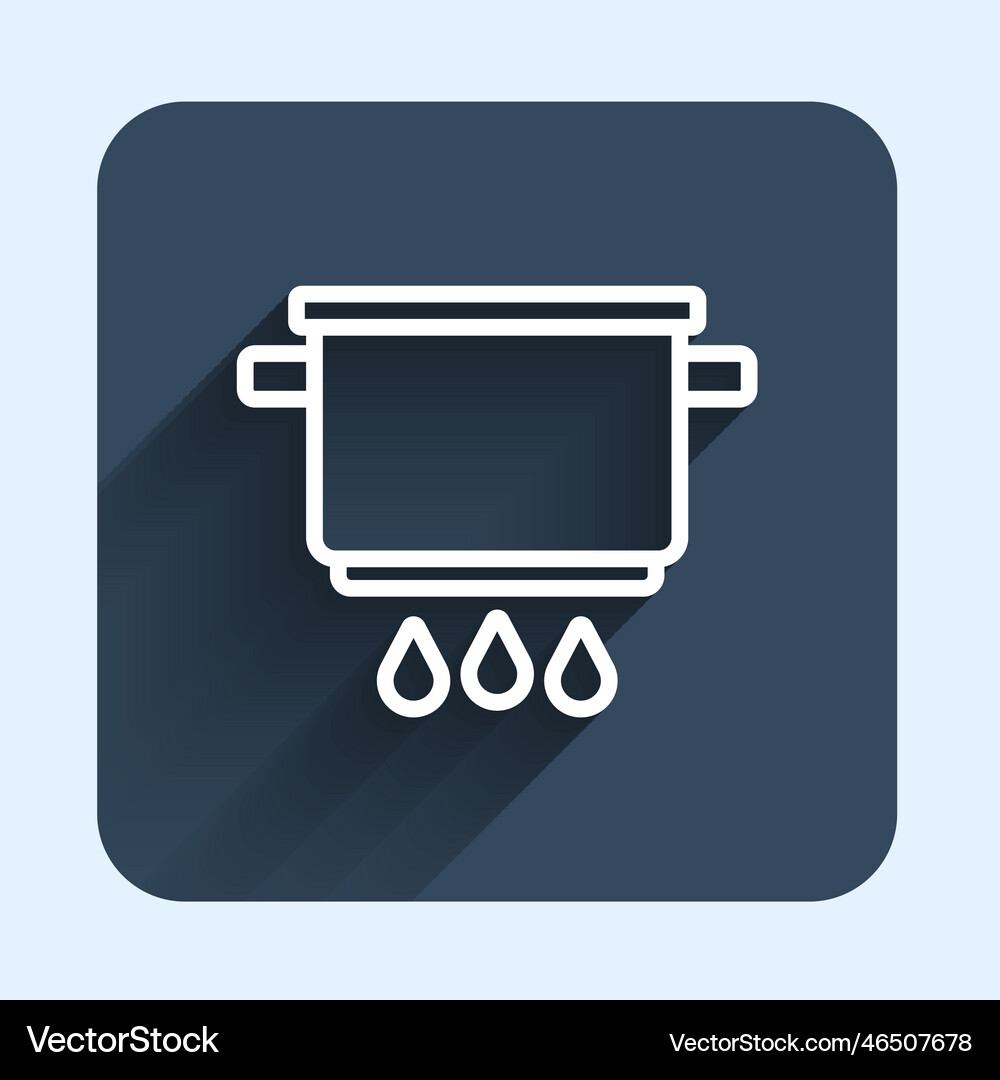 White line cooking pot on fire icon isolated with Vector Image
