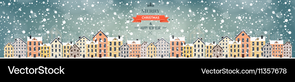 Winter urban landscape city Royalty Free Vector Image