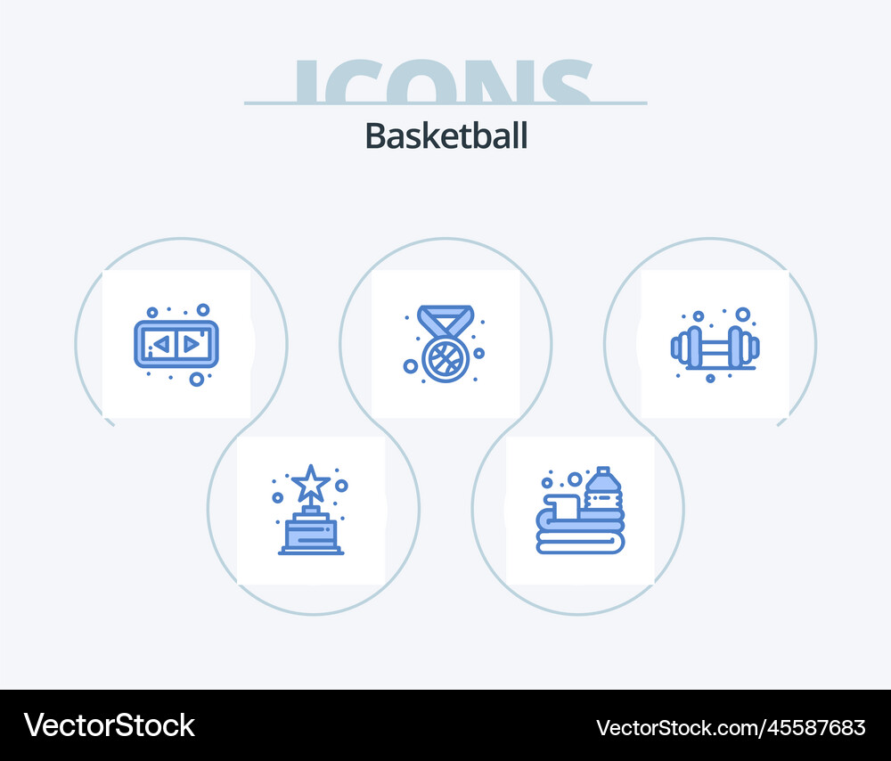 Basketball blue icon pack 5 icon design gym Vector Image