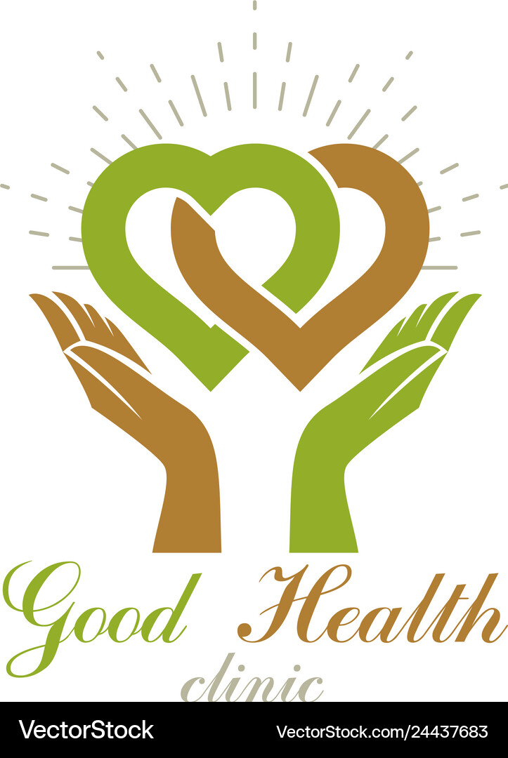 Caring hands holding heart graphic symbol Vector Image