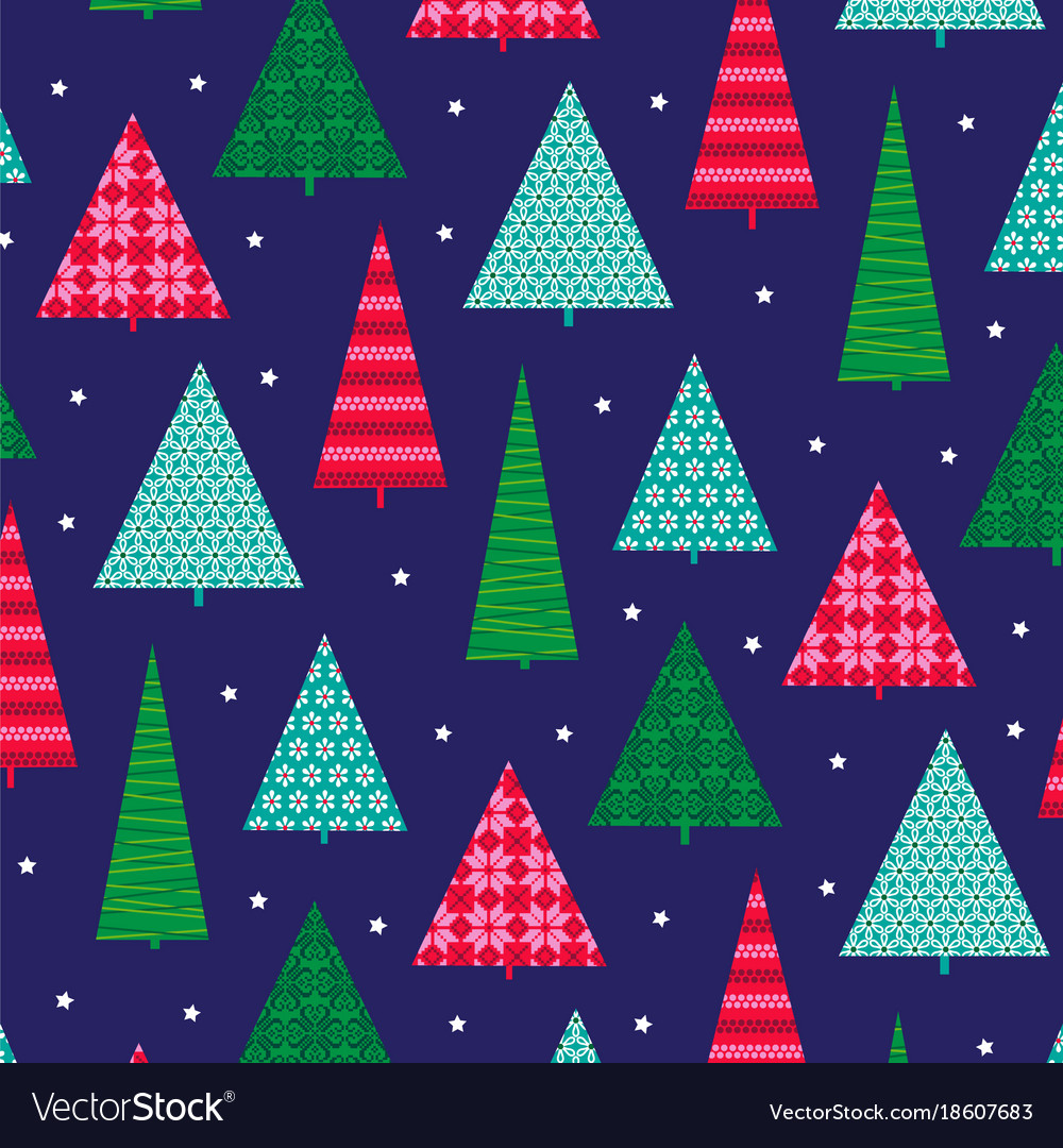 Christmas trees with patterns Royalty Free Vector Image