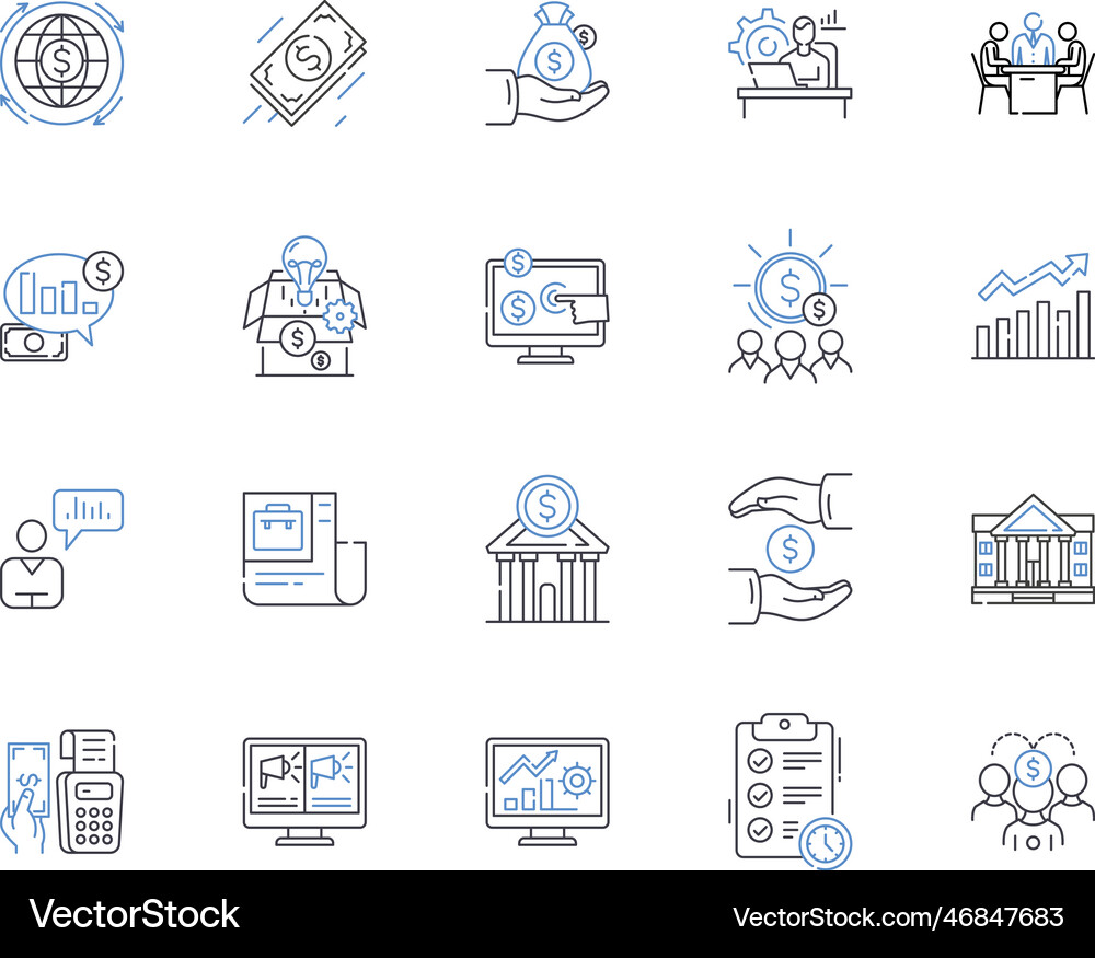 Debt financing line icons collection loans Vector Image