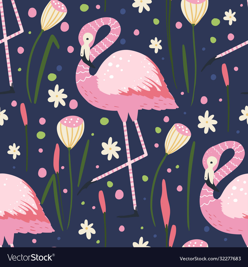 Flamingo bird seamless pattern Royalty Free Vector Image