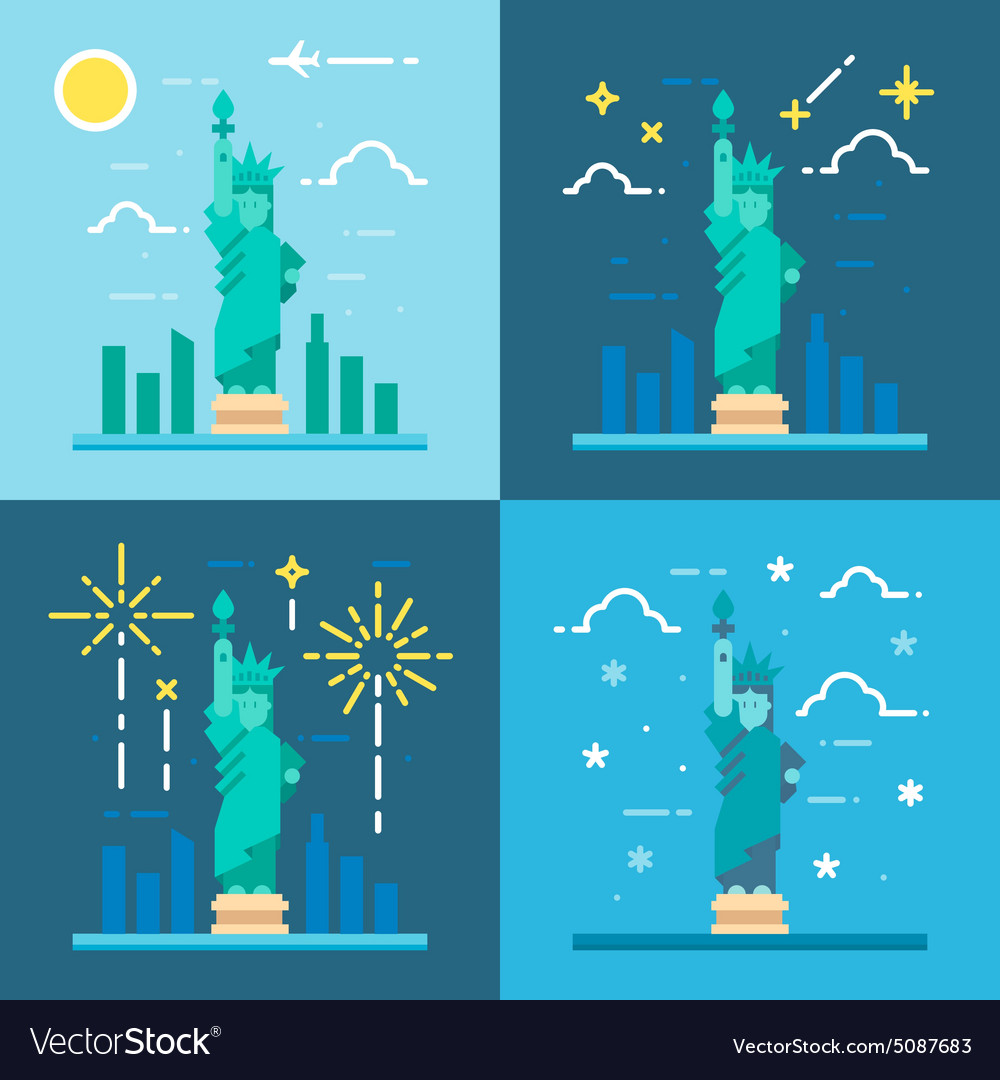 Flat design 4 styles of statue liberty Royalty Free Vector Flat design 4 styles of statue liberty Royalty Free Vector