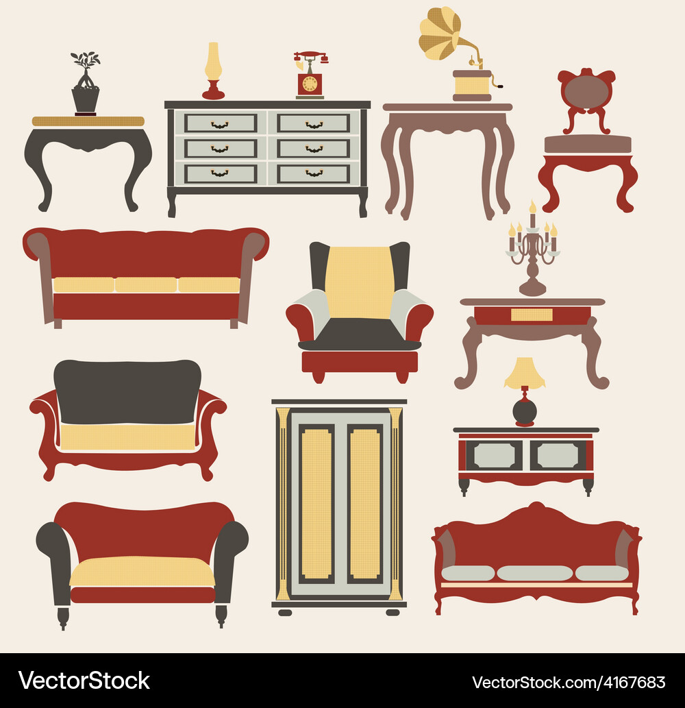 Furniture in vintage style Royalty Free Vector Image