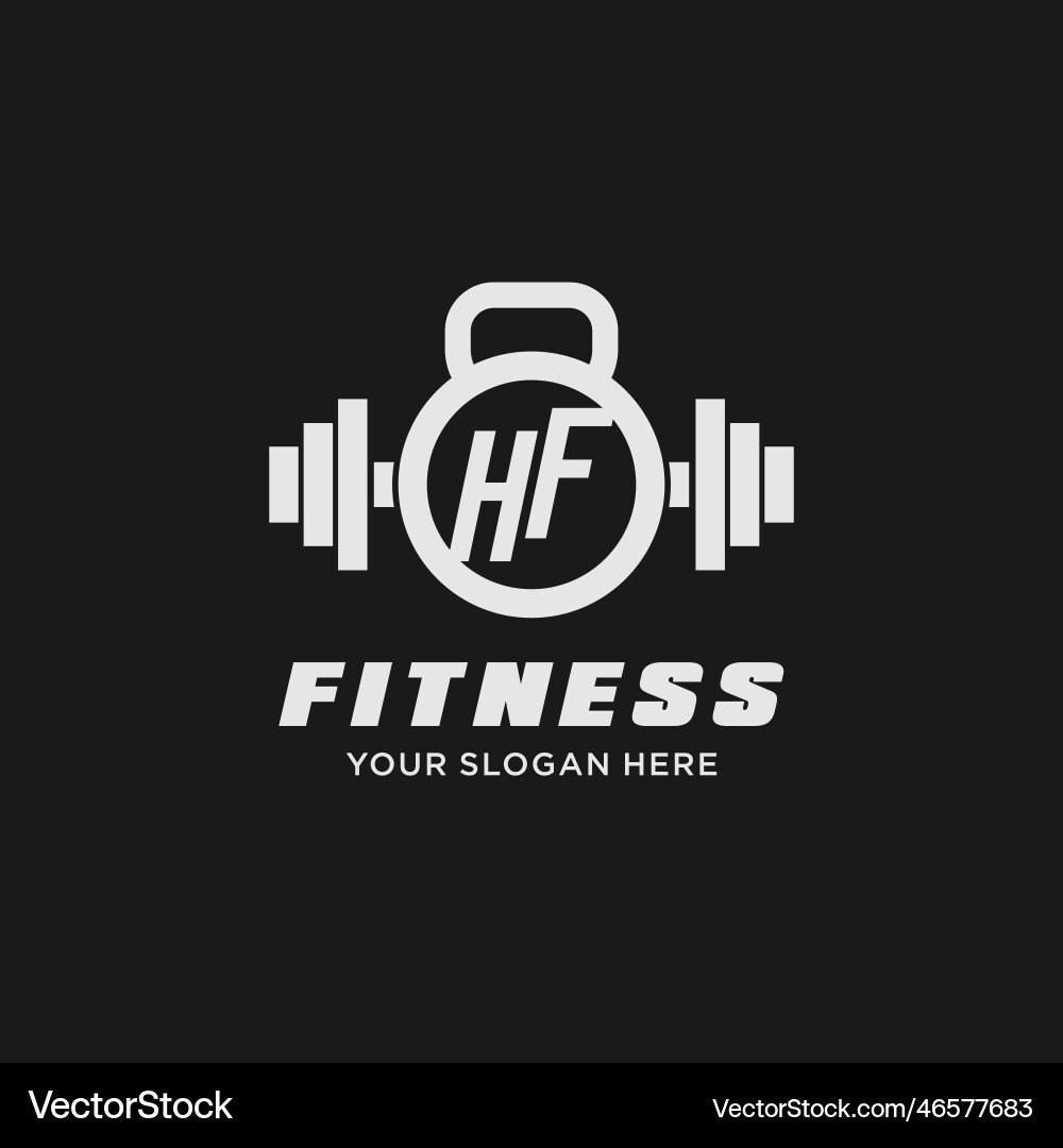 Initial hf fitness logo with creative kettlebell Vector Image