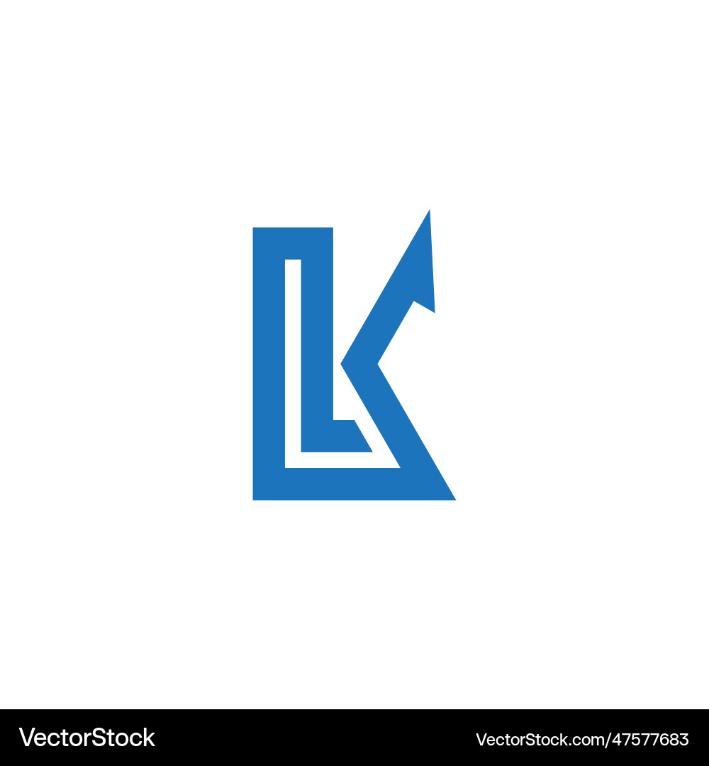 Letter lk simple geometric arrow line logo Vector Image