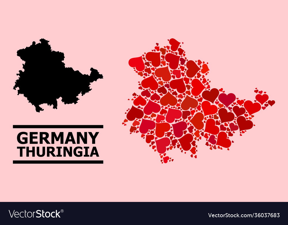 Red heart pattern map thuringia state Royalty Free Vector