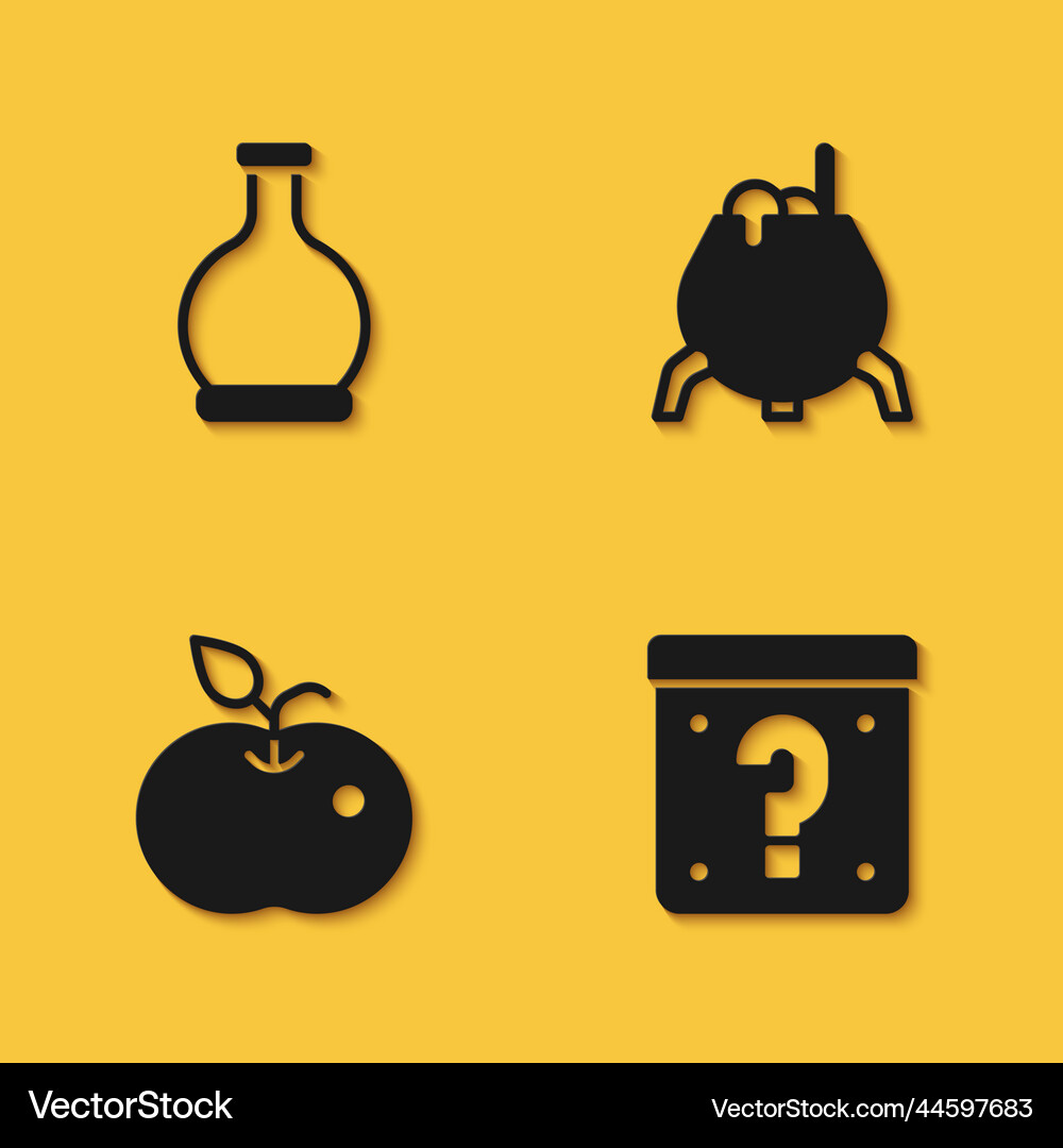 Set bottle with potion mystery box poison apple Vector Image